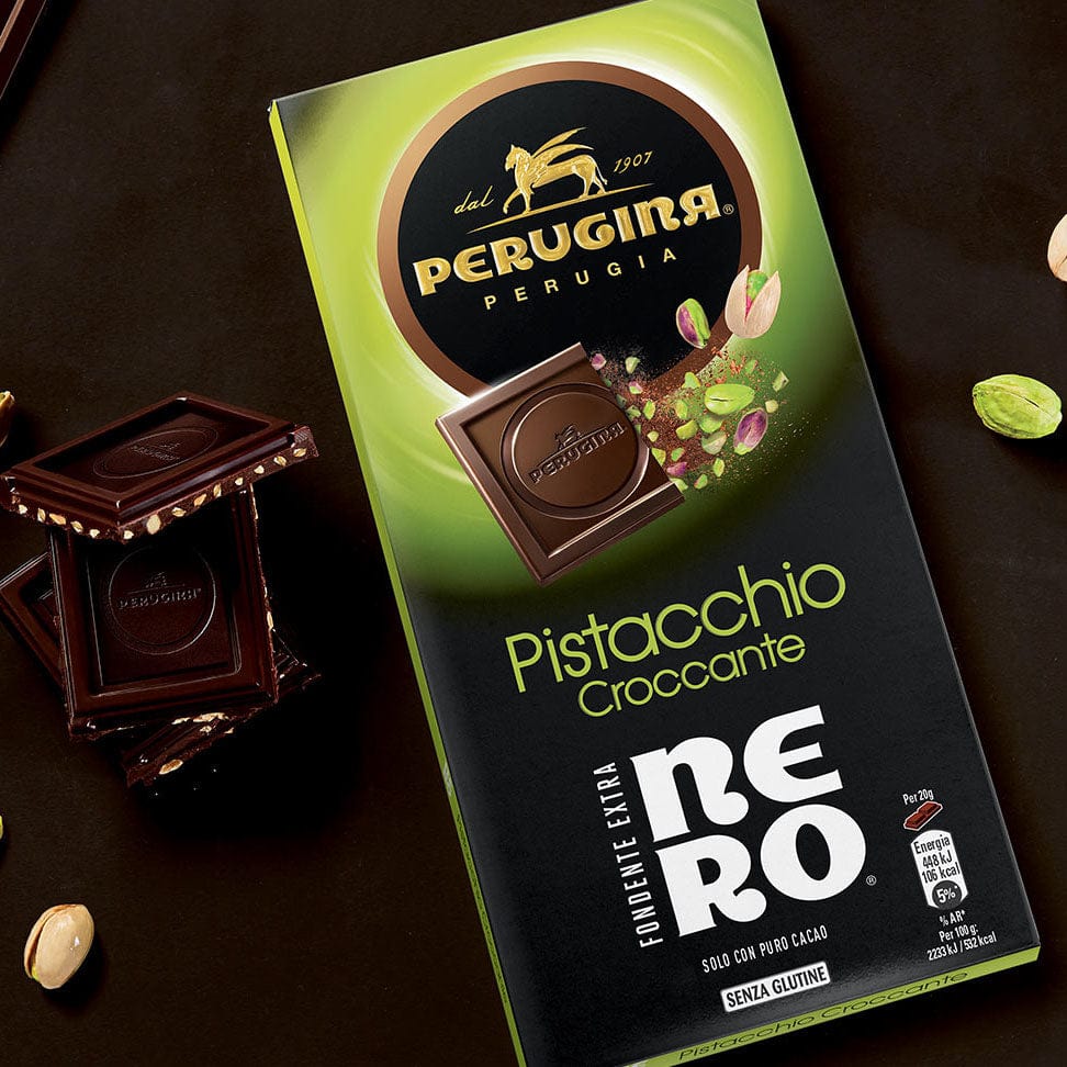 Perugina Nero Fondente Extra Pistacchio - Chocolate bar with Pistachio ...